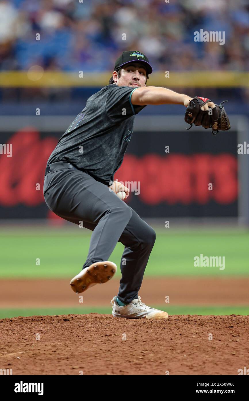 St. Petersburg, FL: Tampa Bay Rays pitcher Jacob Lopez (74) delivers a ...
