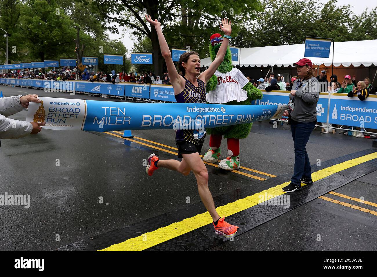 Overall Non-Binary winner, Winter Parts, crosses the finish during the ...