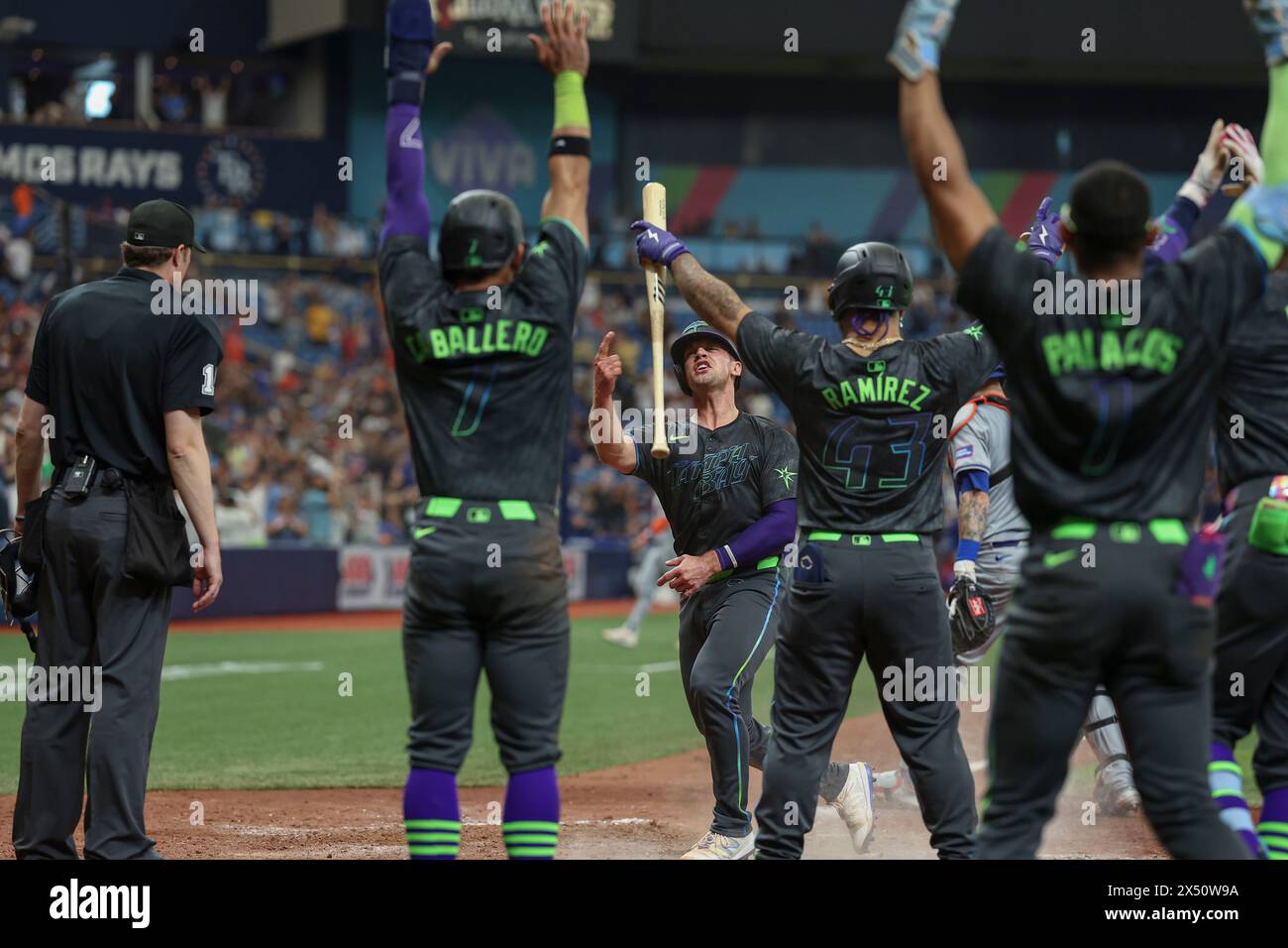 St. Petersburg, FL: Tampa Bay Rays catcher Ben Rortvedt (30) scores on ...