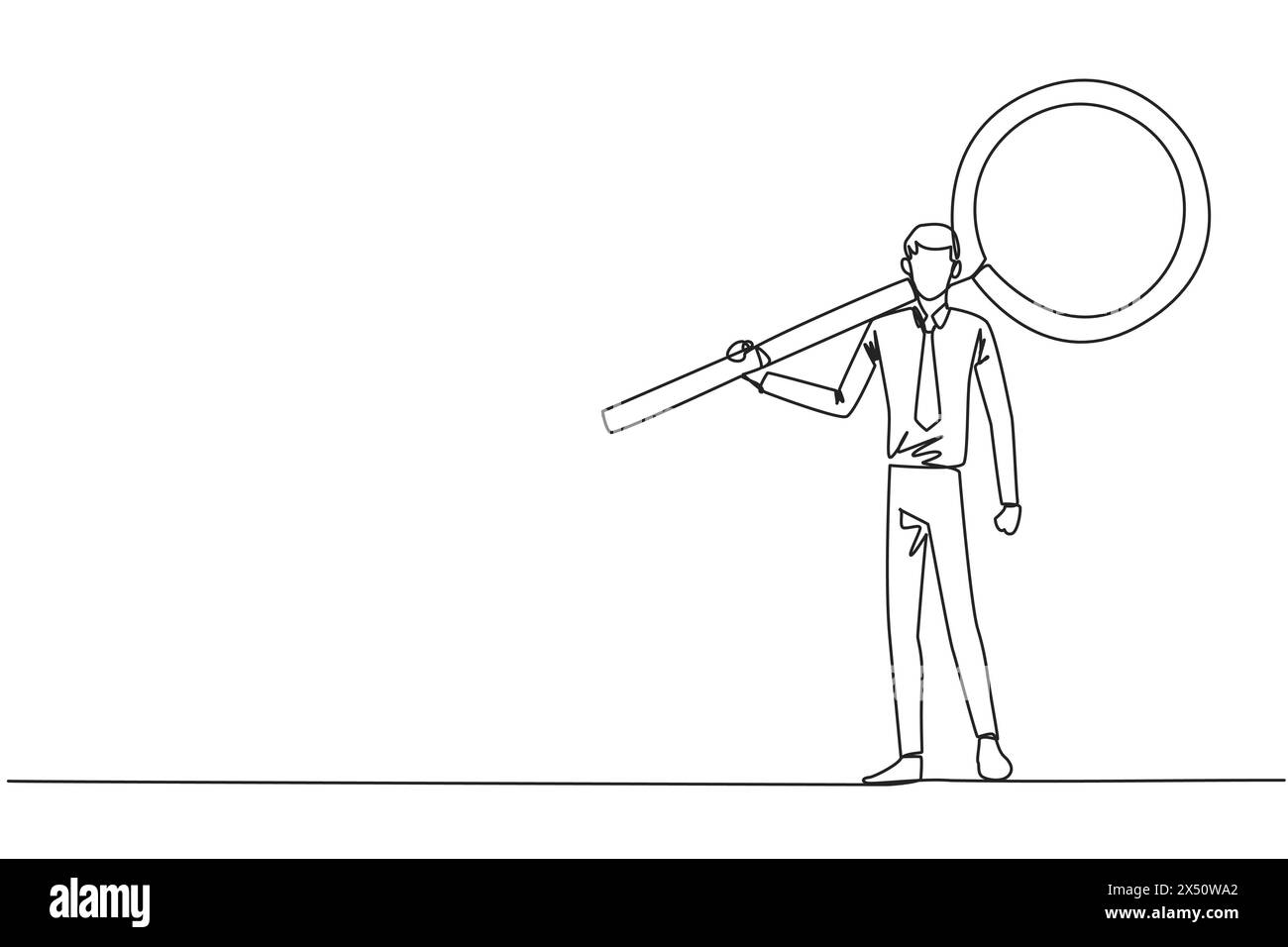 Continuous one line drawing of energetic young businessman stood up ...