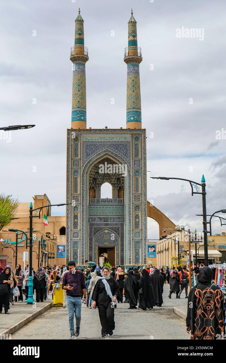 Yazd, Iran - March 25, 2024: Jameh Mosque of Yazd is a mosque located ...