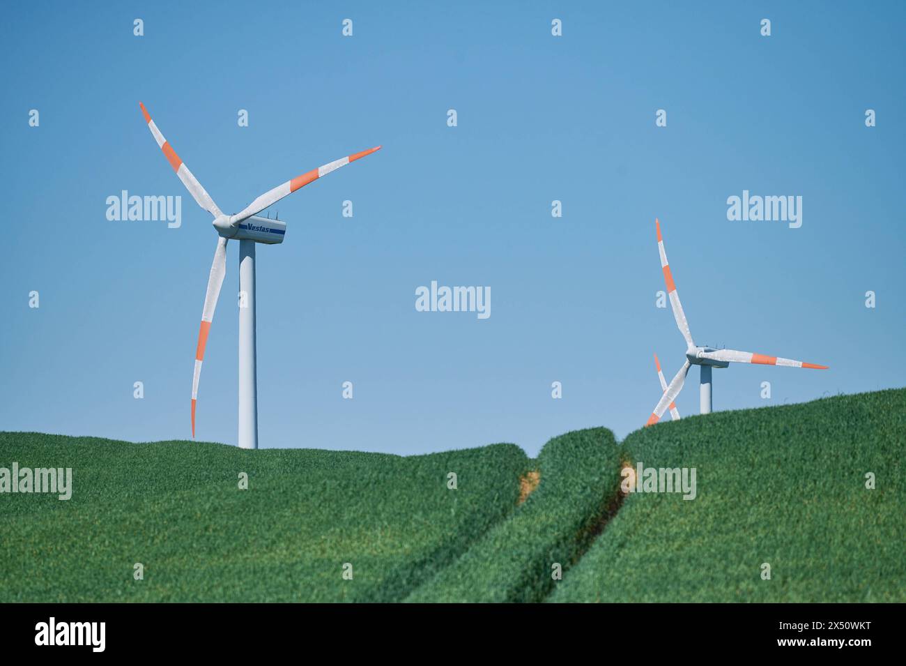 Energie Windkraft Windkraftanlagen eines Windparks bei Lichtenow in ...