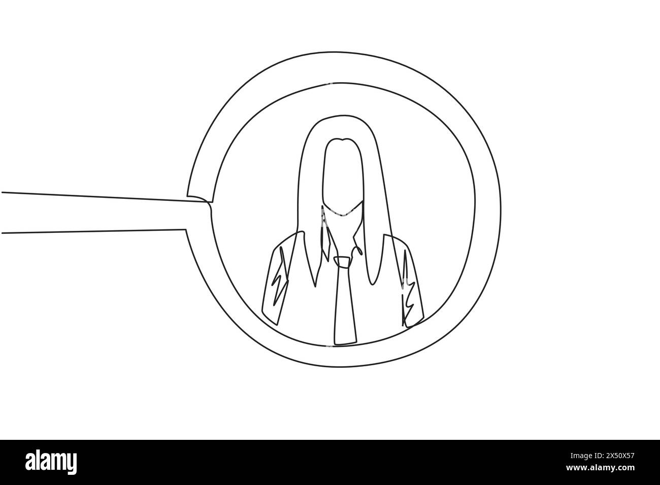 Single continuous line drawing the circle of magnifiers highlights to ...