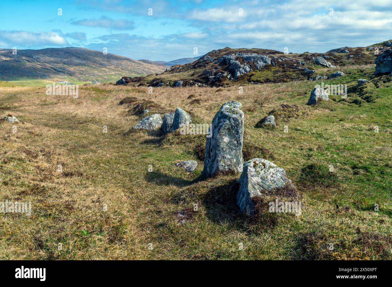 Ancient boundary wall on Vatersay in The Outer Hebrides of Scotland ...
