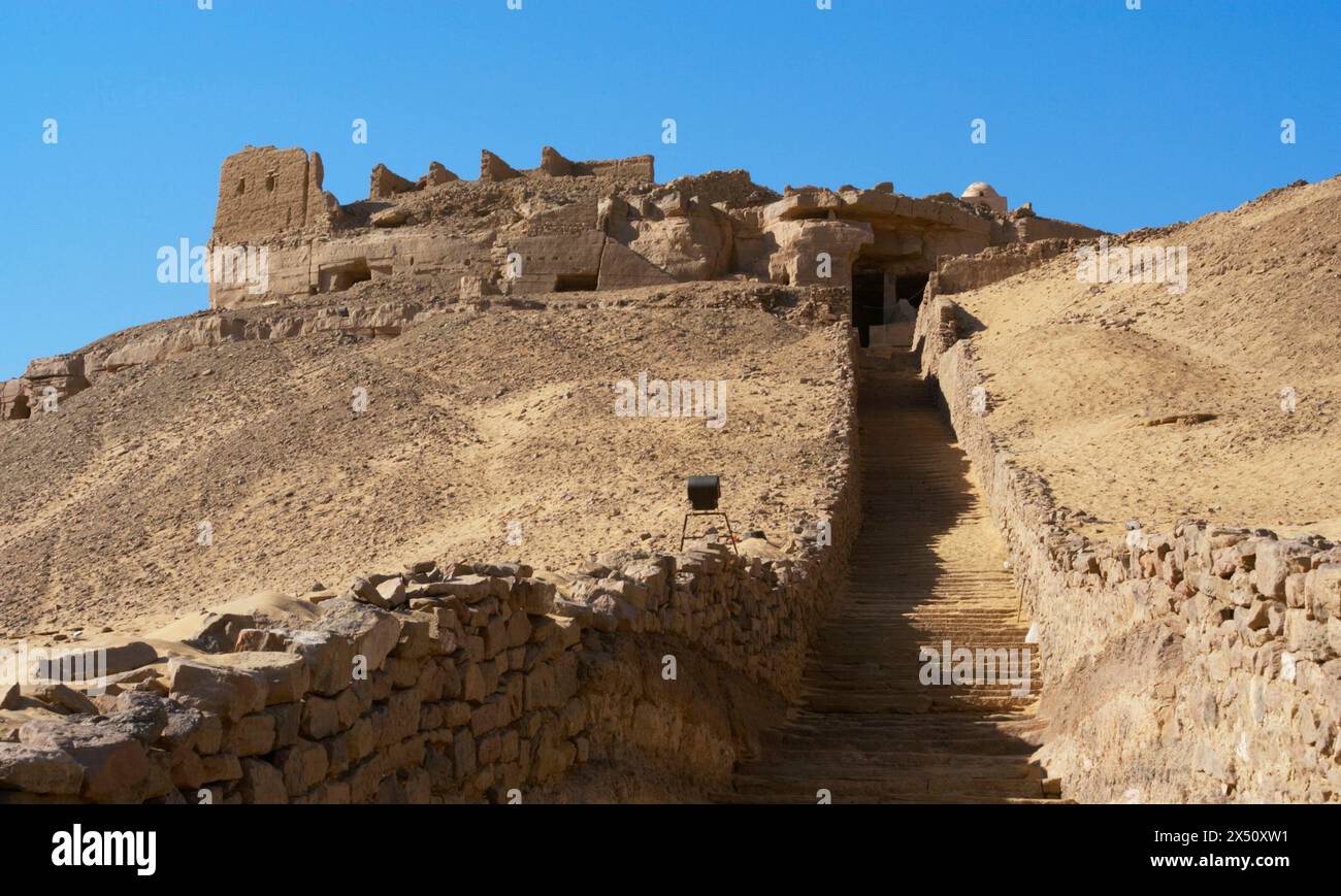 Aswan, Egypt. Qubbet el-Hawa or Dome of the Wind. Hypogean tombs dug ...