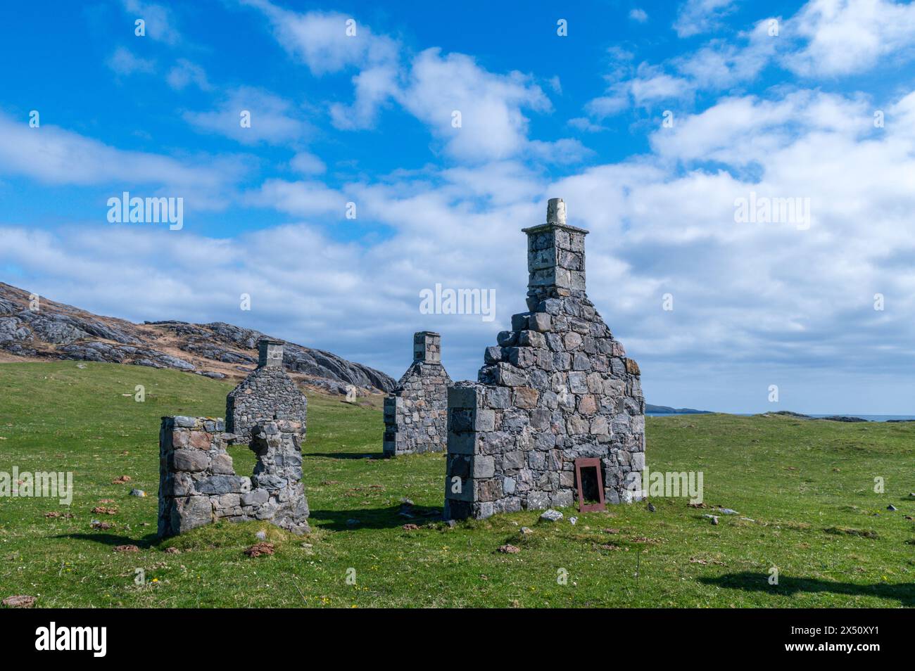 The abandoned village of Eorasdail on Vatersay in The Outer Hebrides of ...