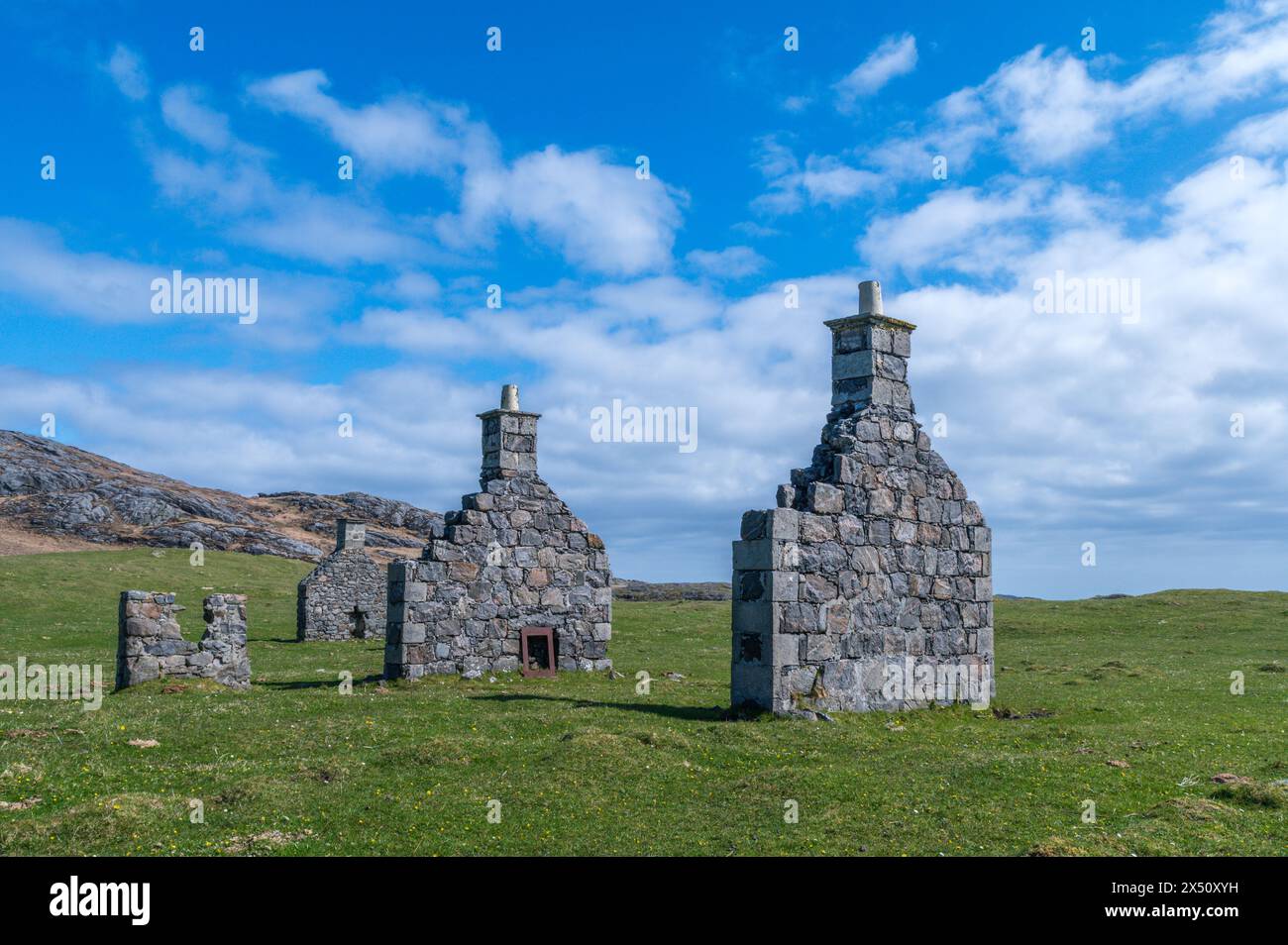 The abandoned village of Eorasdail on Vatersay in The Outer Hebrides of ...