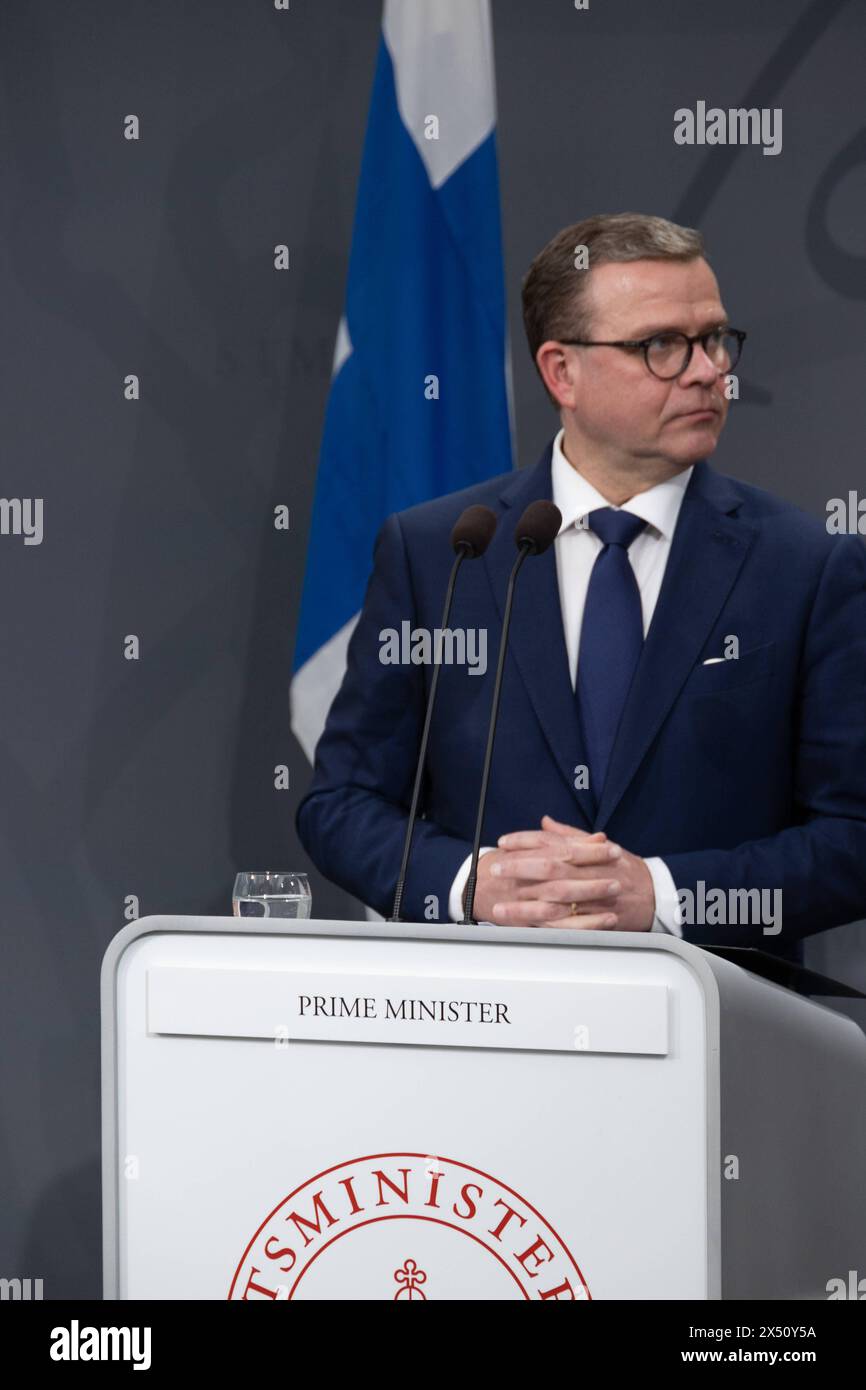 Prime Minister of Finland Petteri Orpo during his meeting with Prime Minister Mette Frederiksen ...