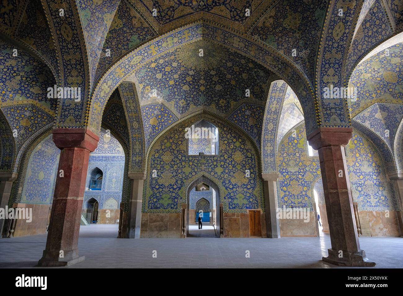 Isfahan, Iran - March 30, 2024: Interior of the Shah Mosque, also known ...