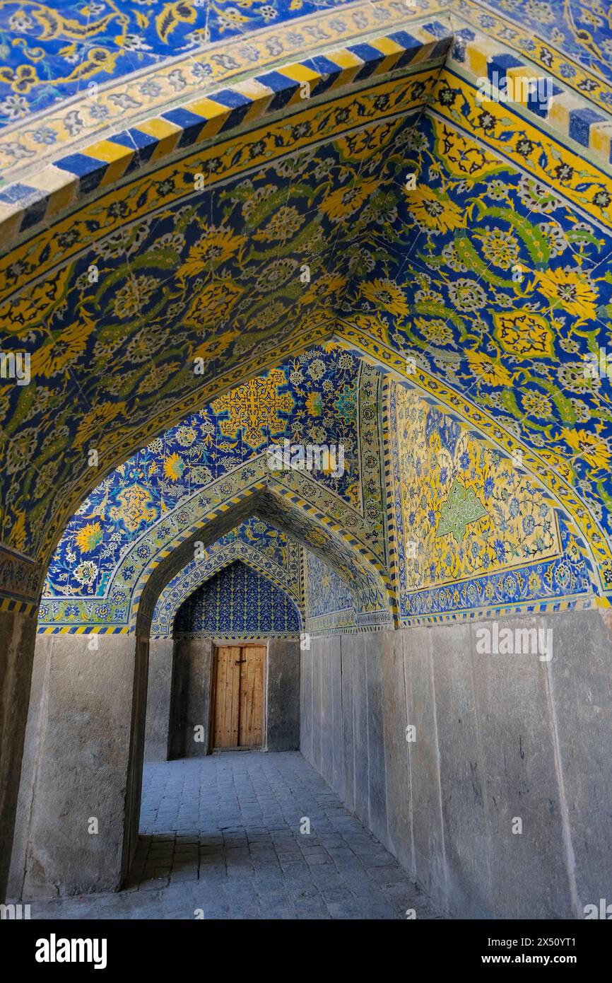 Isfahan, Iran - March 30, 2024: Interior of the Shah Mosque, also known ...