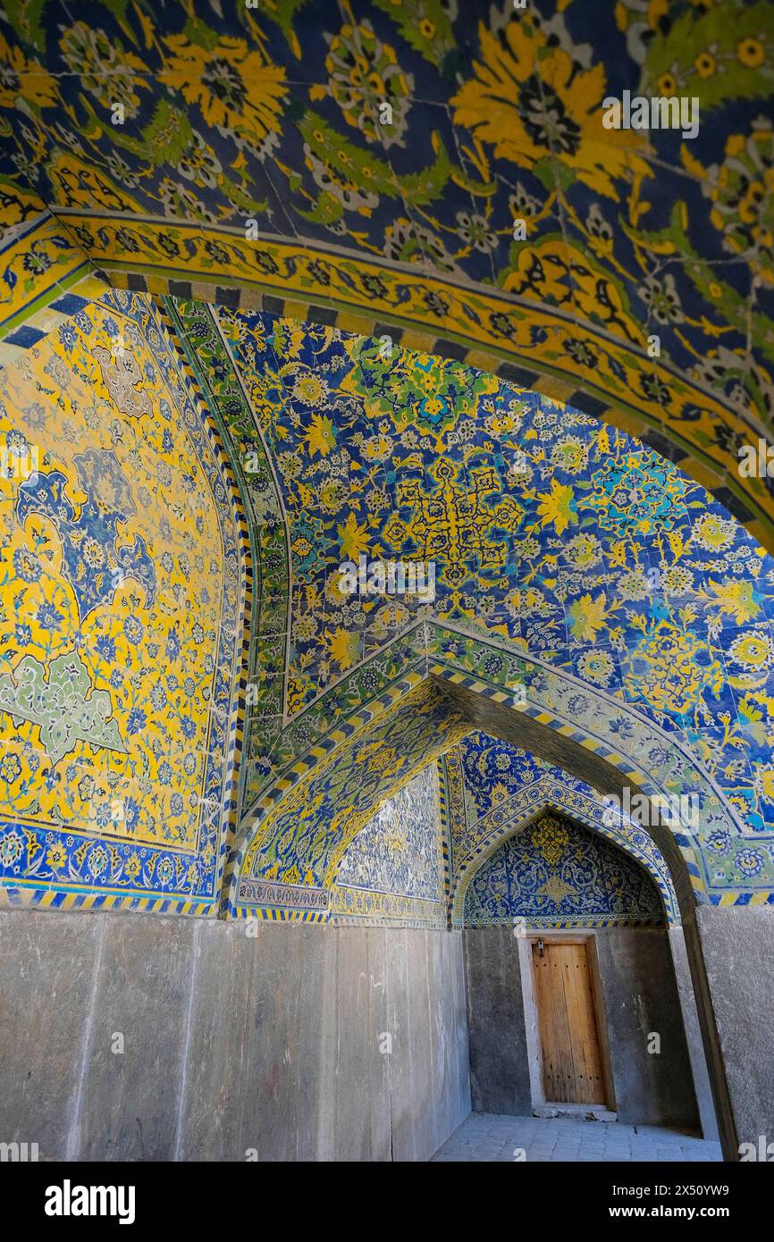 Isfahan, Iran - March 30, 2024: Interior of the Shah Mosque, also known ...