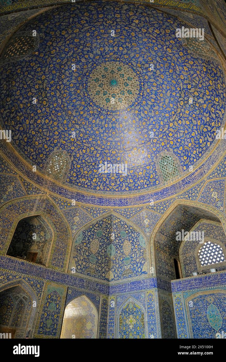Isfahan, Iran - March 30, 2024: Interior of the Shah Mosque, also known ...