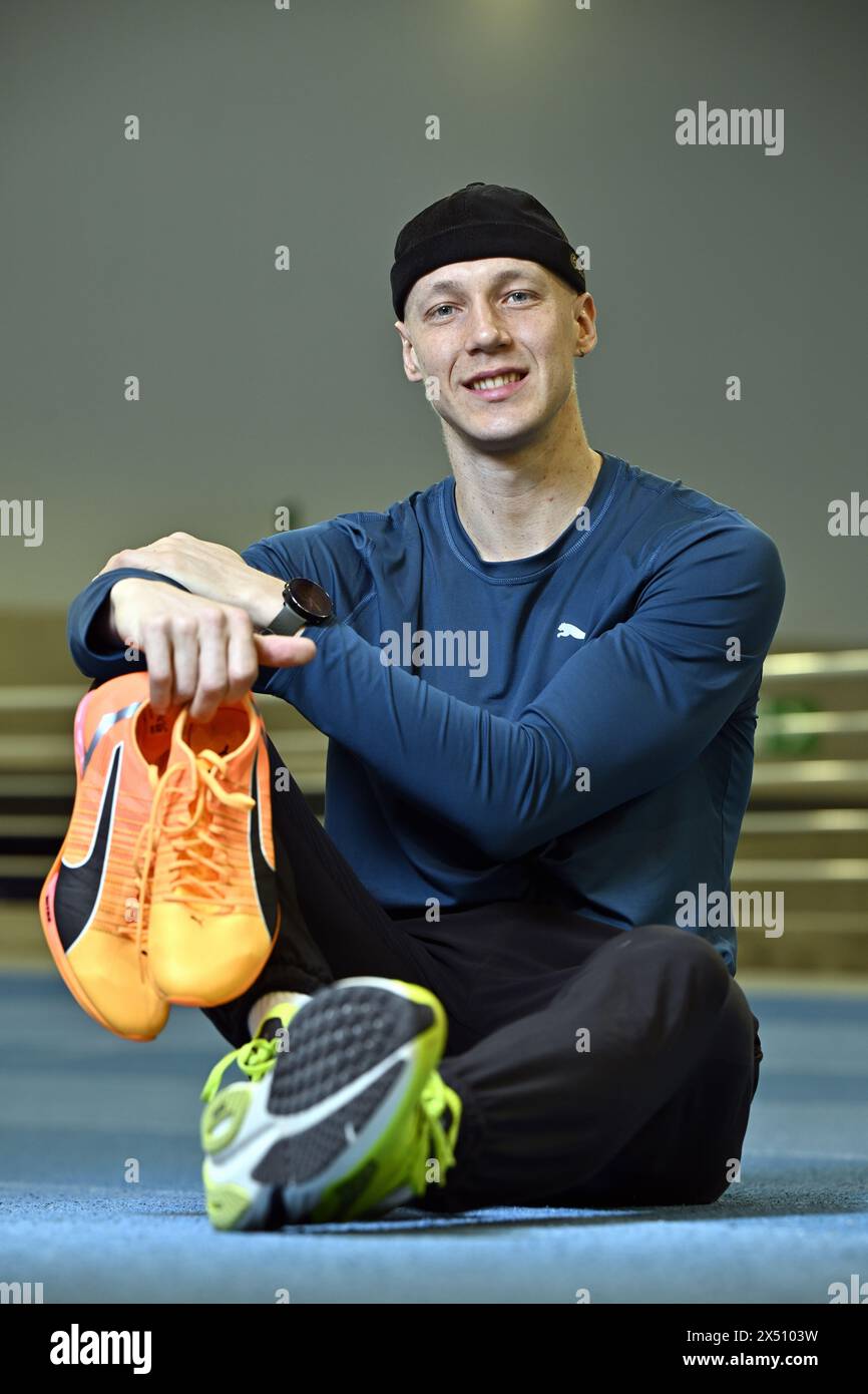 Belgian athlete Julien Watrin poses for the photographer during an ...