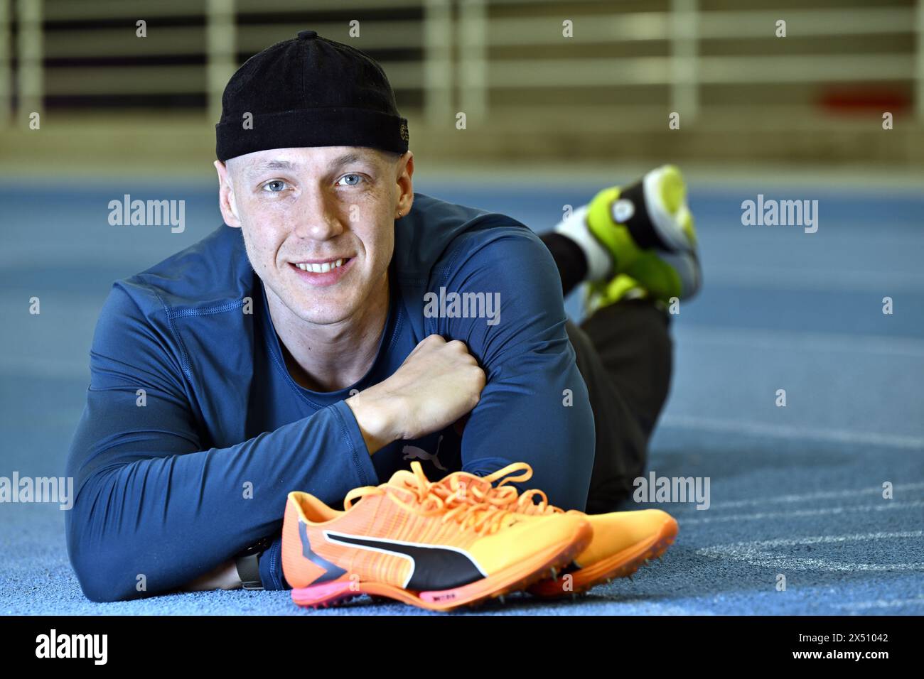 Belgian athlete Julien Watrin poses for the photographer during an ...