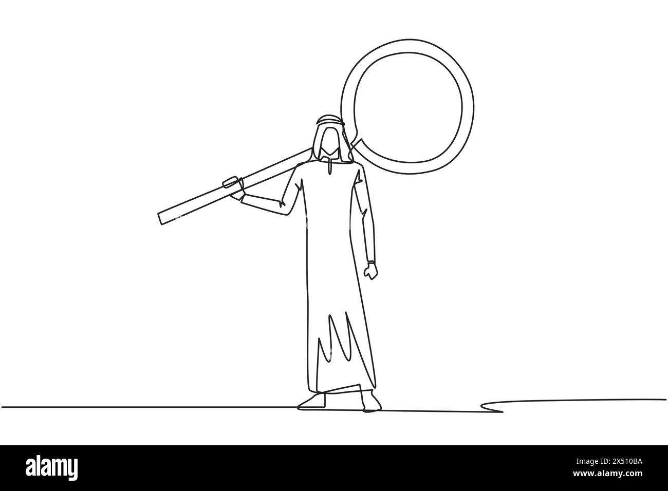 Single continuous line drawing of energetic young Arabian businessman ...