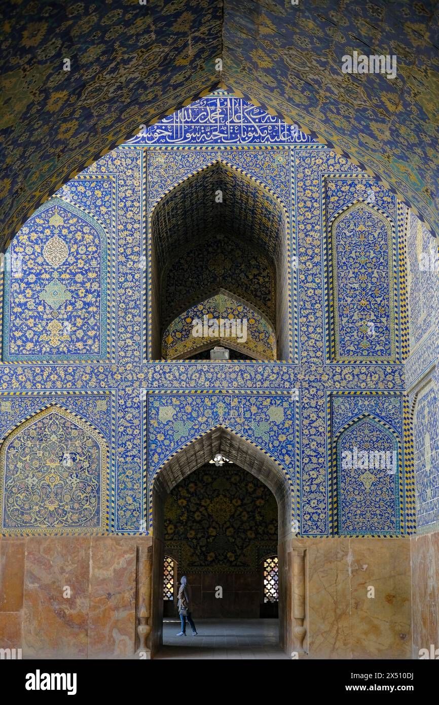 Isfahan, Iran - March 30, 2024: Interior of the Shah Mosque, also known ...
