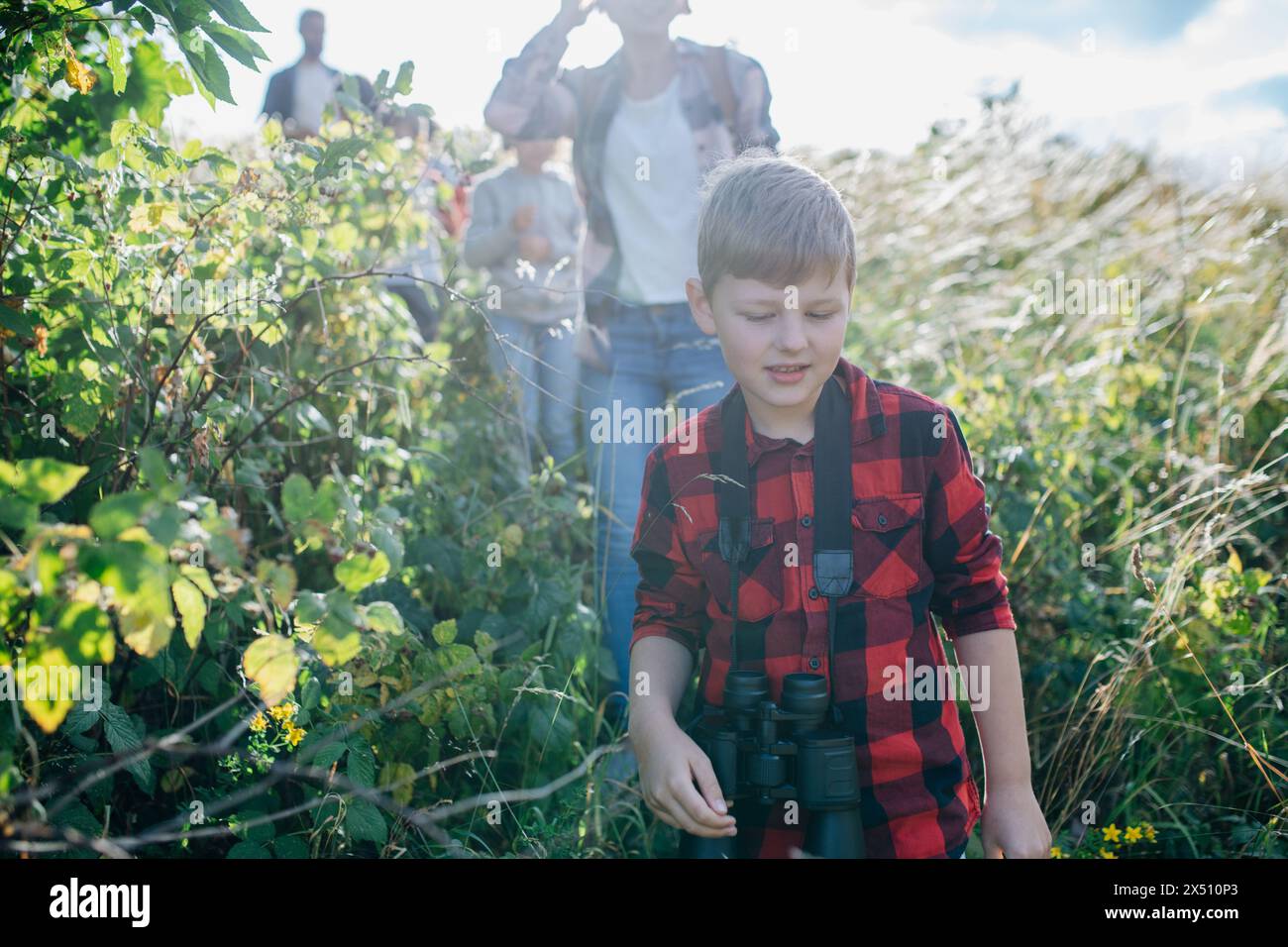 Young students learning about nature, forest ecosystem during biology ...