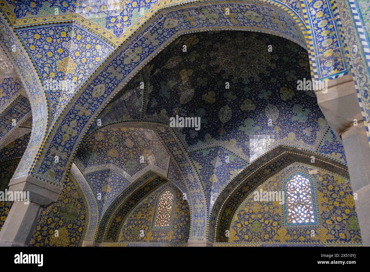 Isfahan, Iran - March 30, 2024: Interior of the Shah Mosque, also known ...