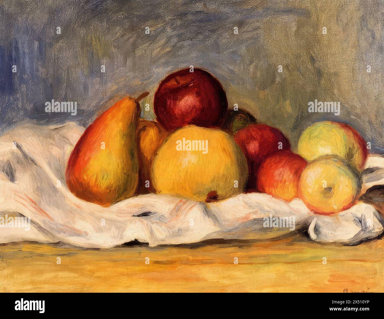 Renoir painting - still life peaches apple fruit impressionist ...