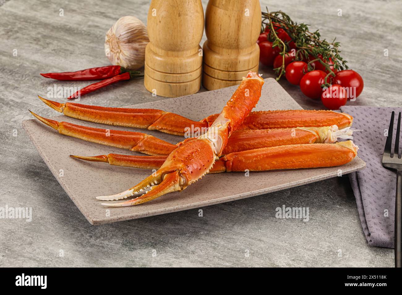 Delicous luxury boiled crab claw legs Stock Photo - Alamy