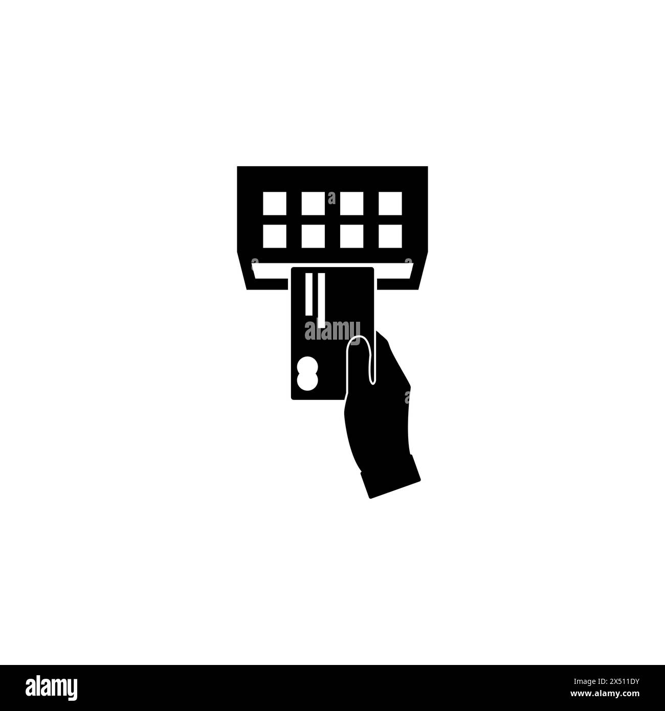 Using Pos Terminal. Hand Pushing Credit Card in to Bank Card Reader ...