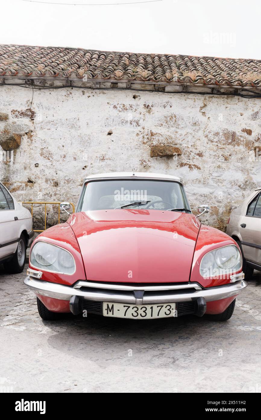 Old classic red car front view Stock Photo - Alamy