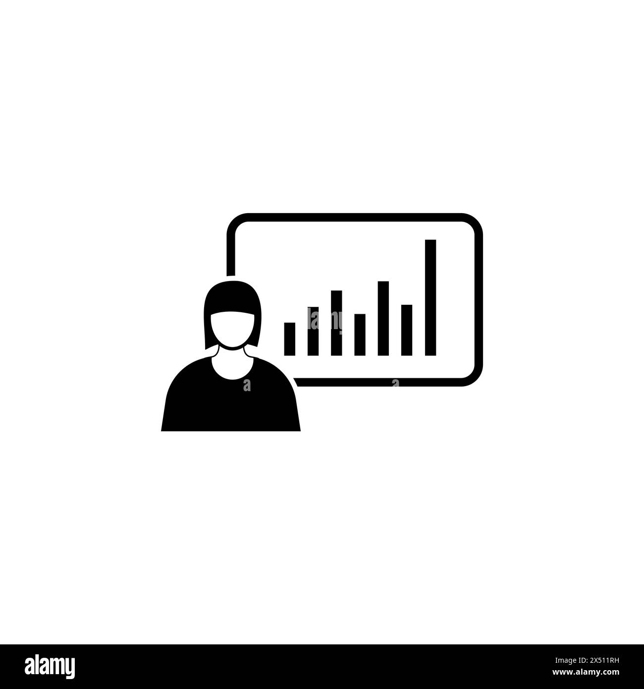 Girl Explaining Chart, Business Presentation flat vector icon. Simple ...
