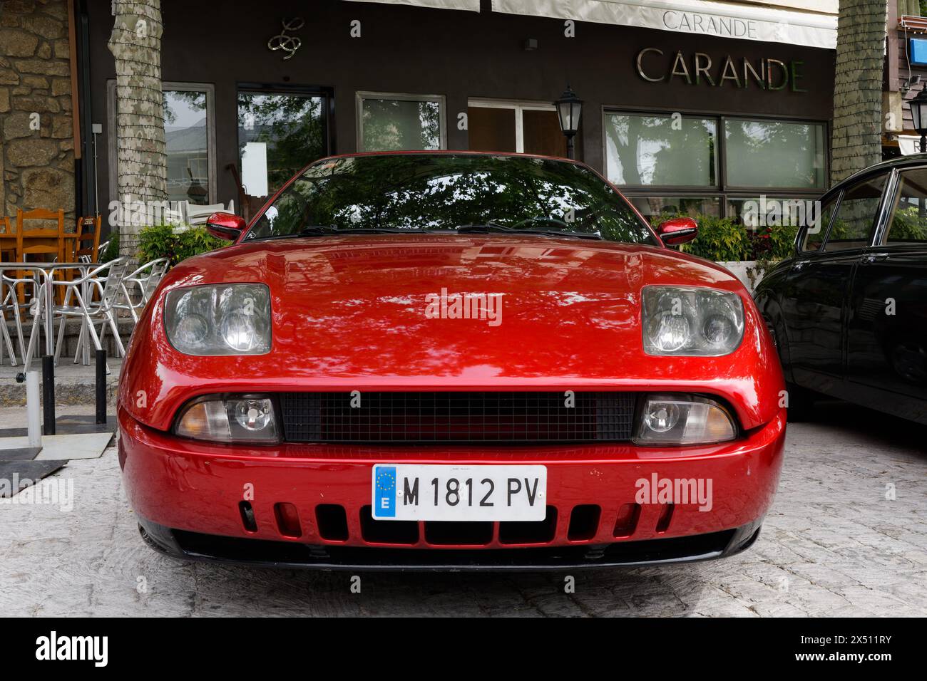 Old classic red car front view Stock Photo - Alamy