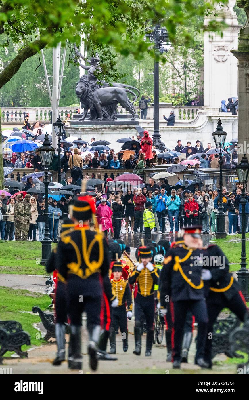 London, UK. 6th May, 2024. Rainy weather does not put off the troops ...