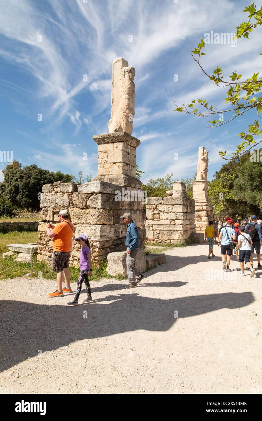 Odeon of Agrippa statues, Agora, Athens, Greece, Europe Stock Photo - Alamy