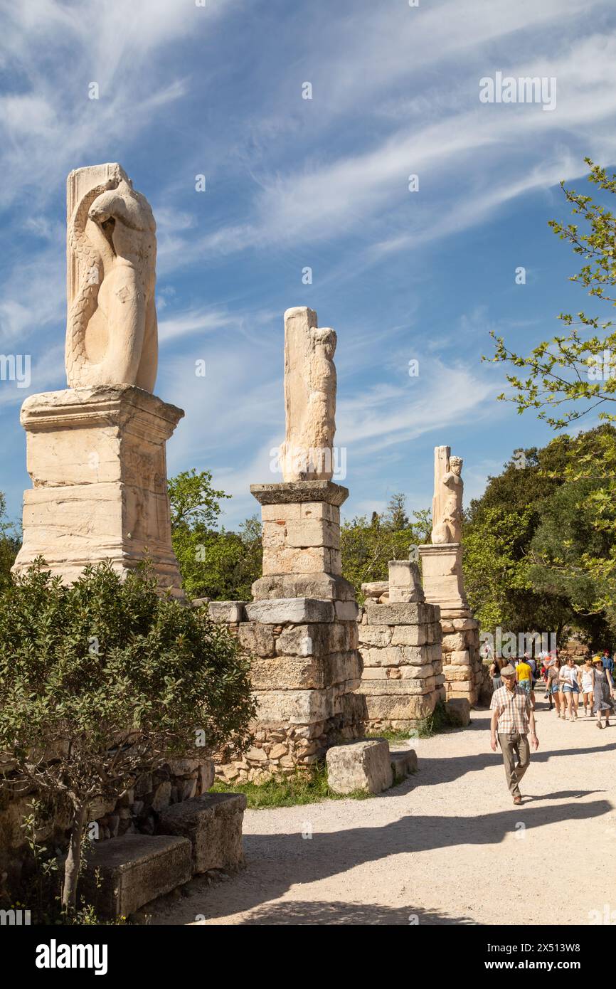 Odeon of Agrippa statues, Agora, Athens, Greece, Europe Stock Photo - Alamy