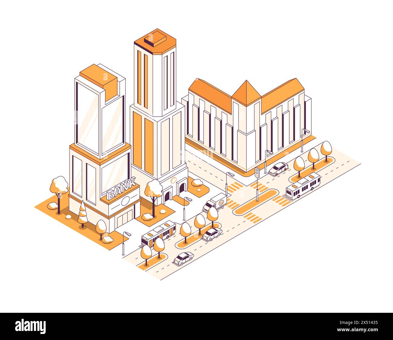 Banking and stock exchange building - vector isometric illustration ...