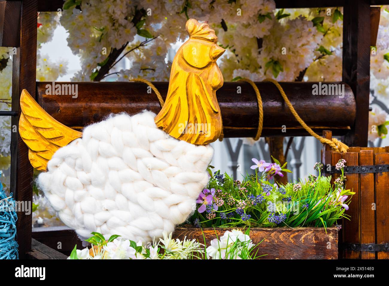 figure of the Easter chicken used for street decoration. decorative ...