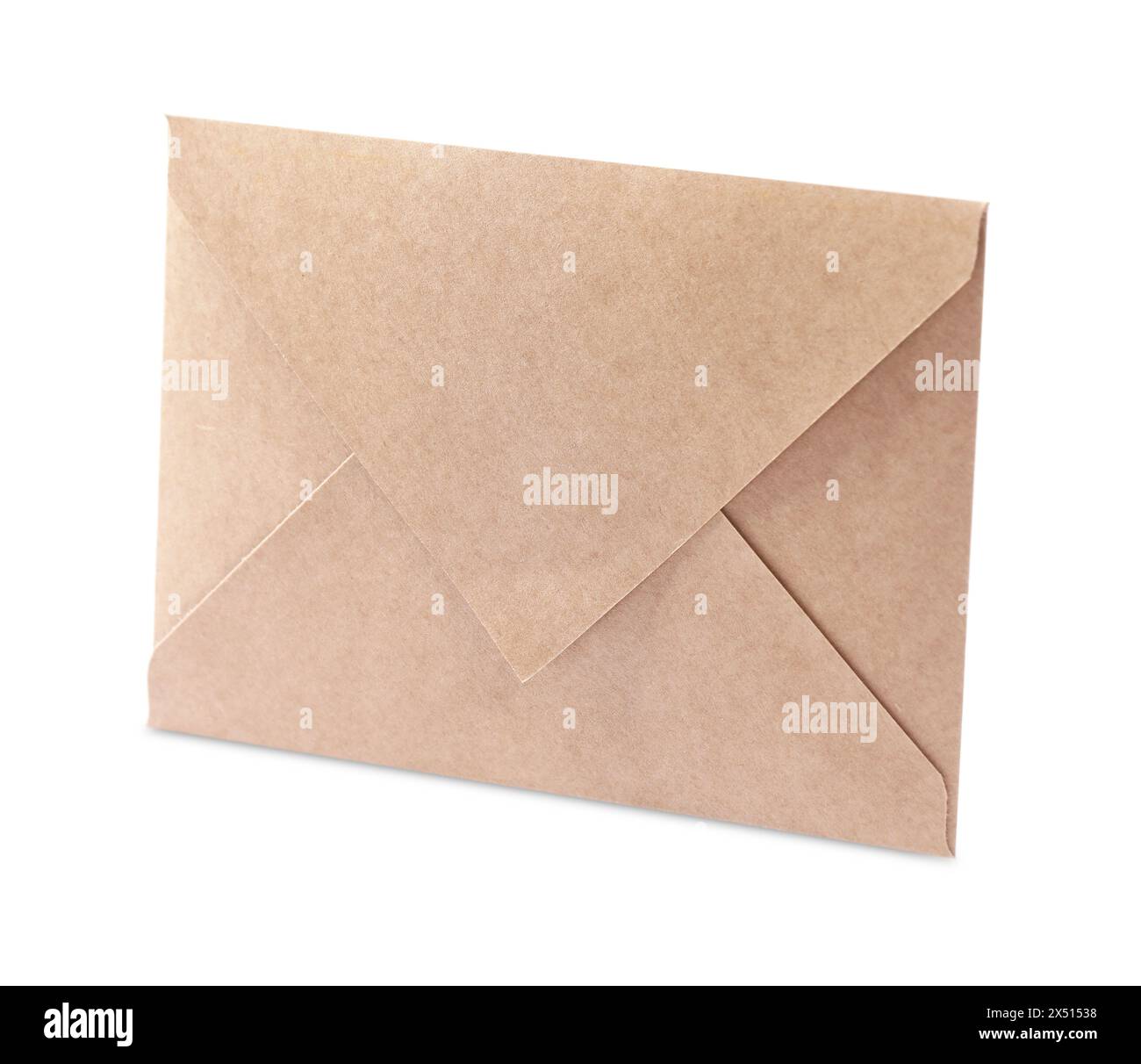One kraft letter envelope on white background Stock Photo - Alamy