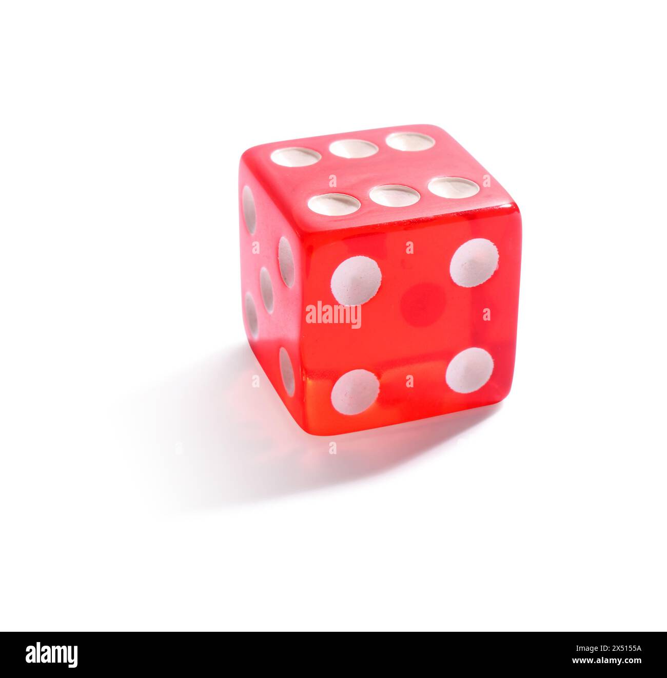 One red game dice isolated on white Stock Photo - Alamy