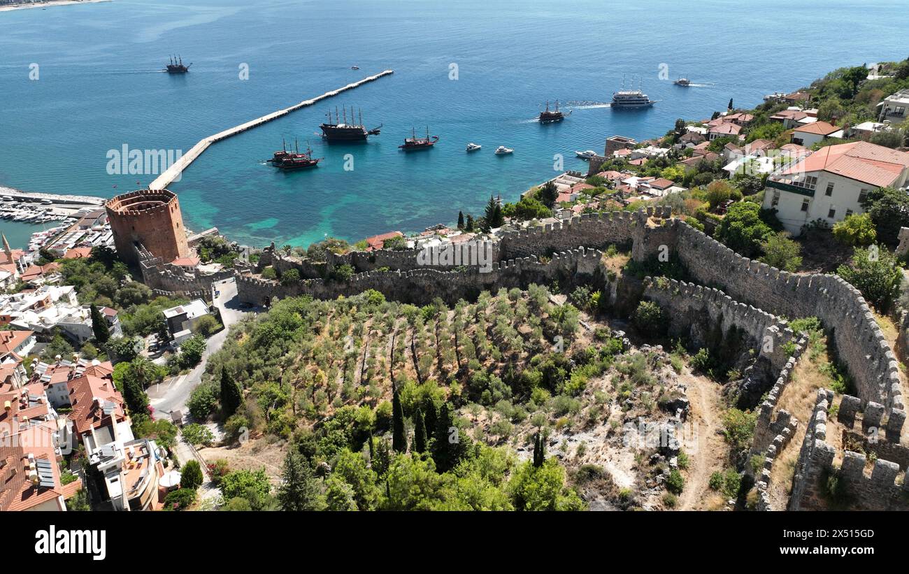 Alanya outer castle walls were built during the Anatolian Seljuk period ...