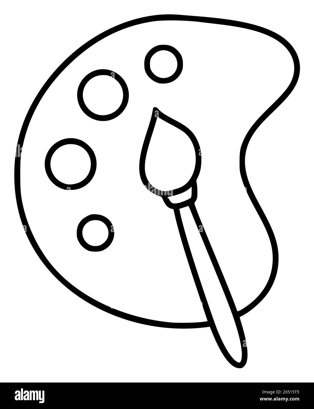 Palette with paint brush hand drawn line doodle icon. Vector sketch ...