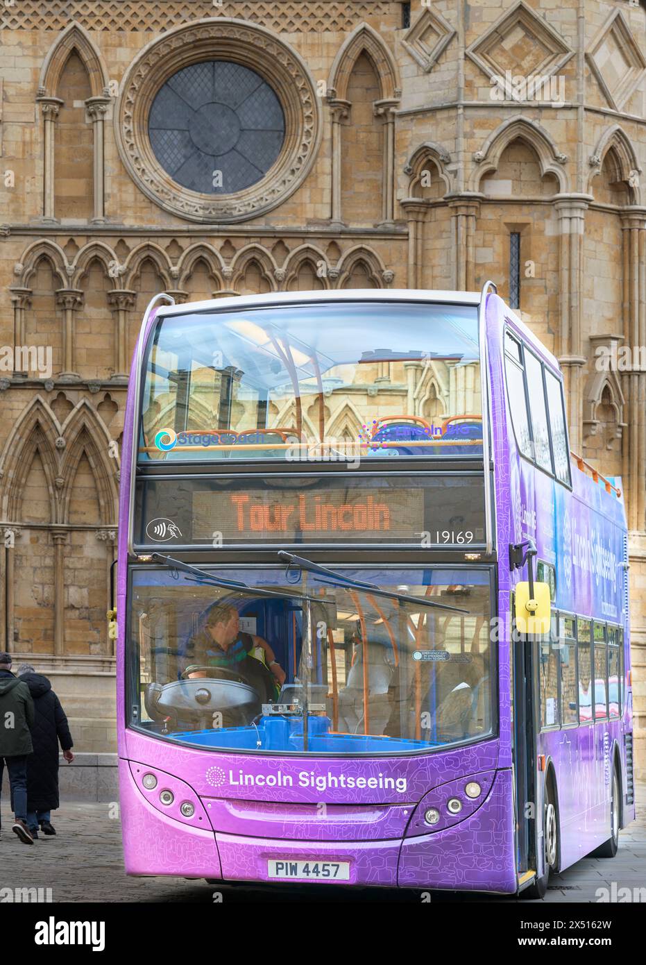 Lincoln sightseeing hop-on hop-off double decker bus outside the ...