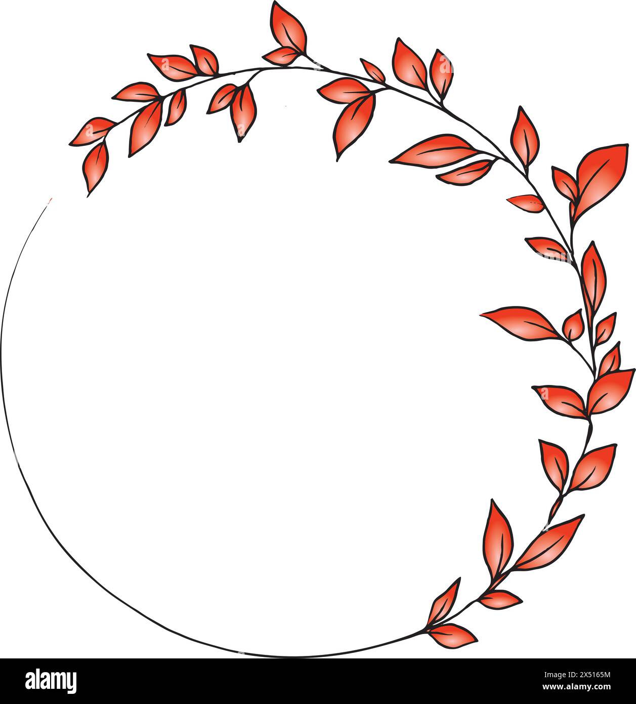 Vector round botanical frame isolated on a white background Stock ...