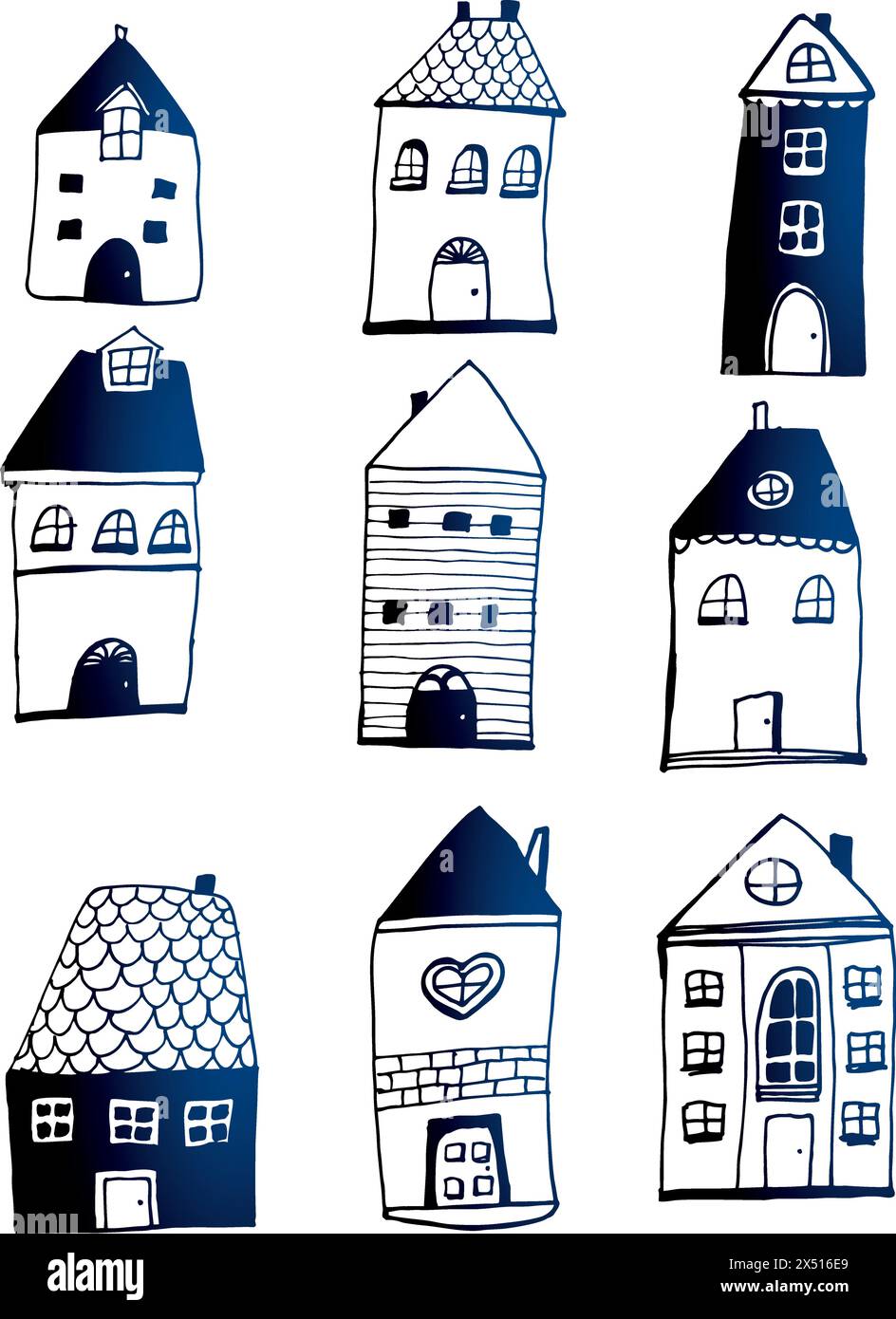 Hand drawn house vector set Stock Vector Image & Art - Alamy