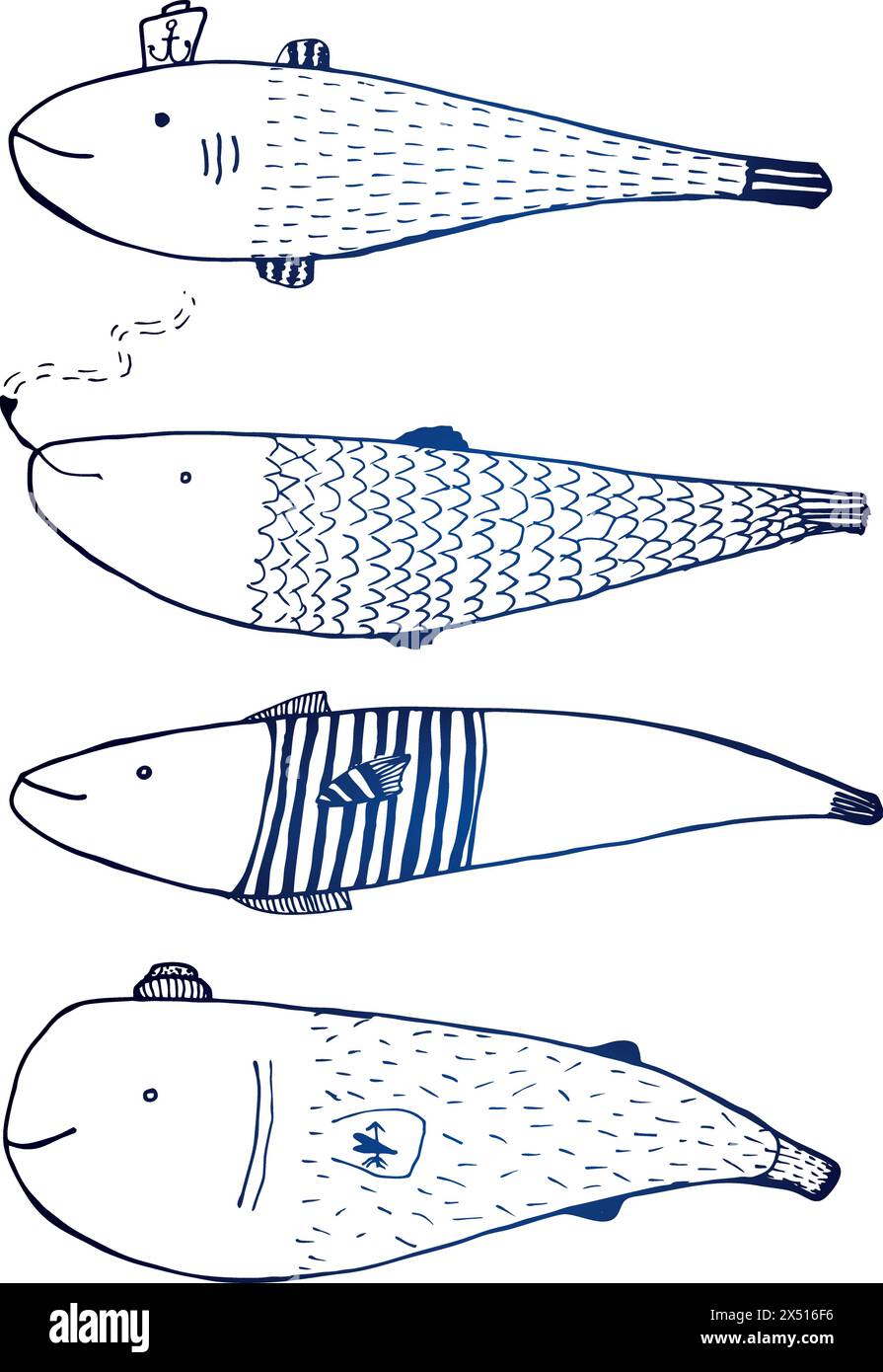 Illustration fish. Drawings, aquatic animals vector illustration Stock ...