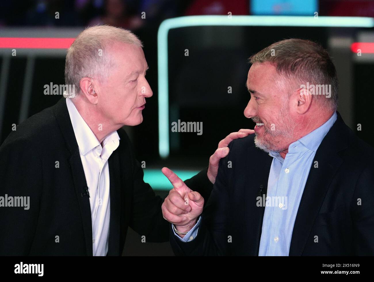 Steve Davis and Stephen Hendry during the final on day seventeen of the ...