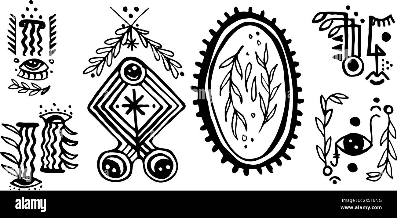 Set of ethnic motif. Collection of geometric ethnic elements. Ethnic ...