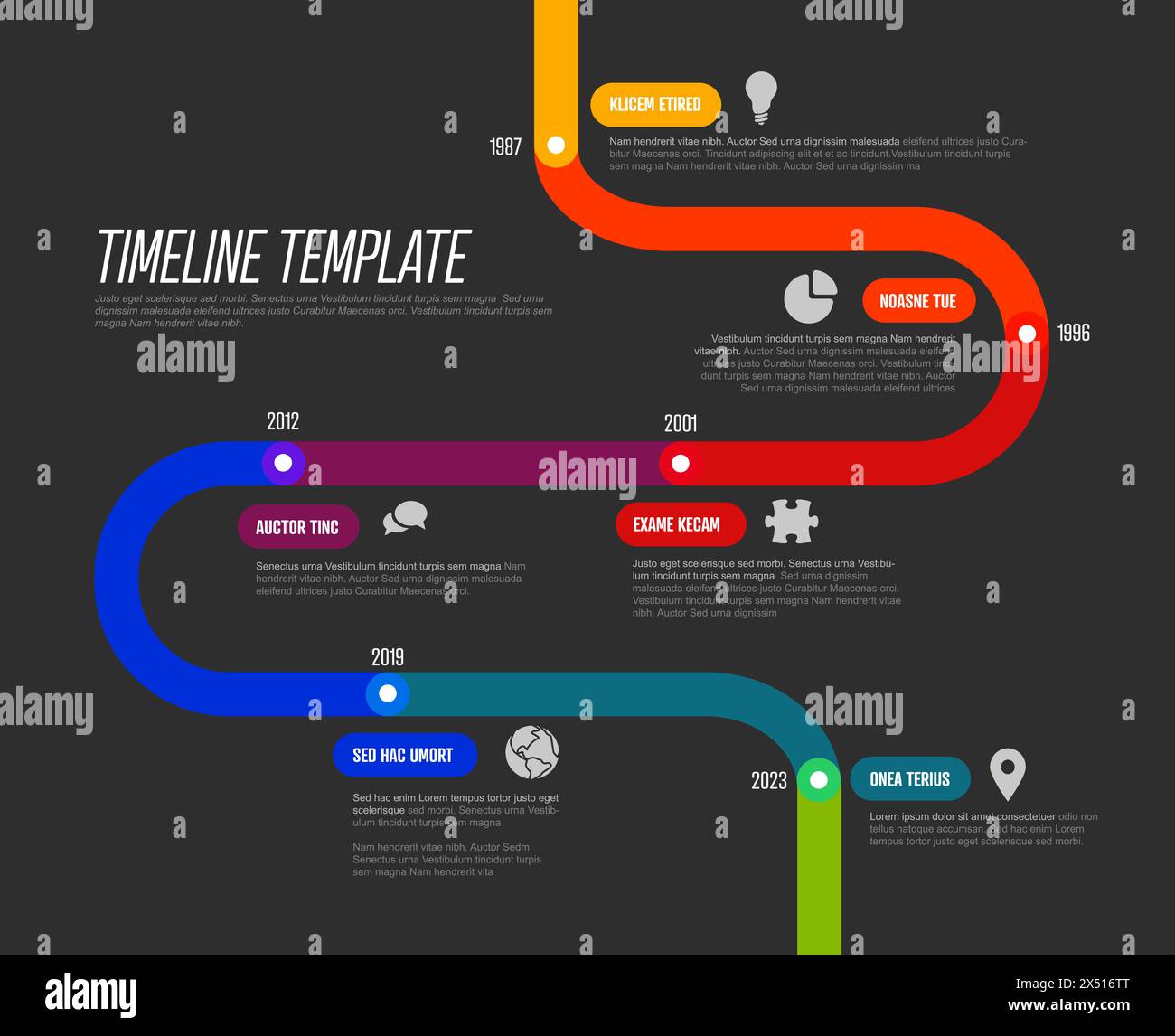 Simple timeline template made of rainbow color thick line segments ... Simple timeline template made of rainbow color thick line segments ...