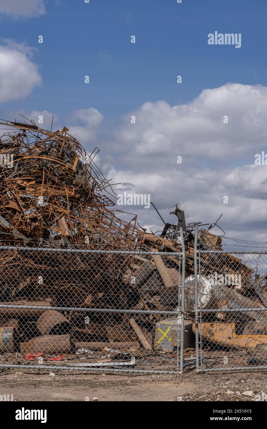 Junk yard for metal recycling with pile of scrap metal Stock Photo - Alamy