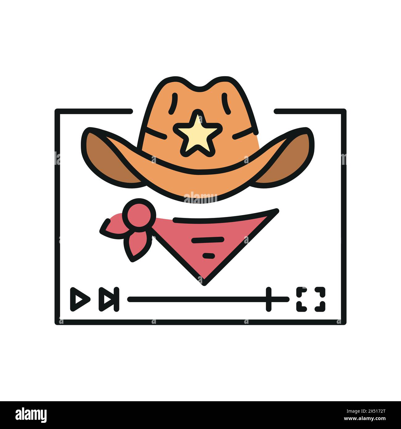 Western film genre line black icon. Sign for web page, mobile app ...