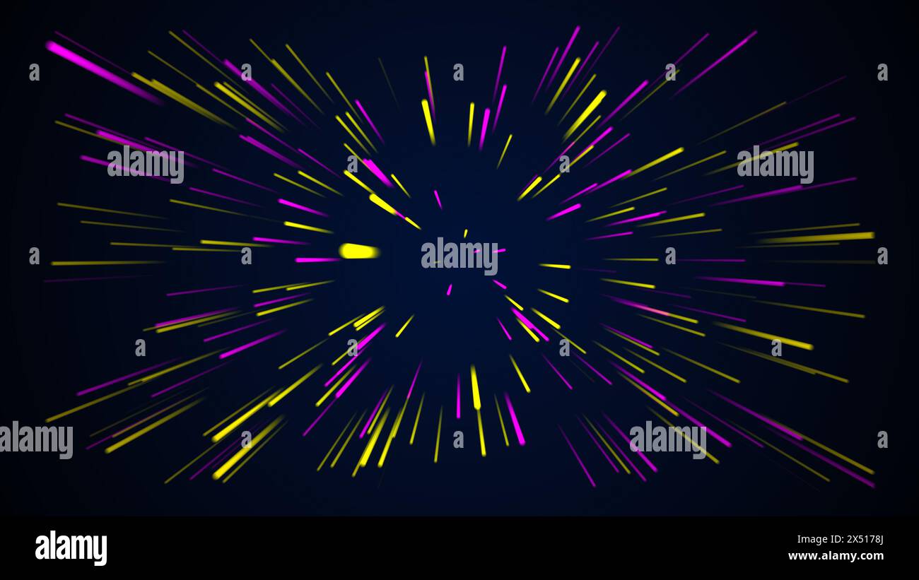 Abstract image of star formation of colored lines on a black background ...