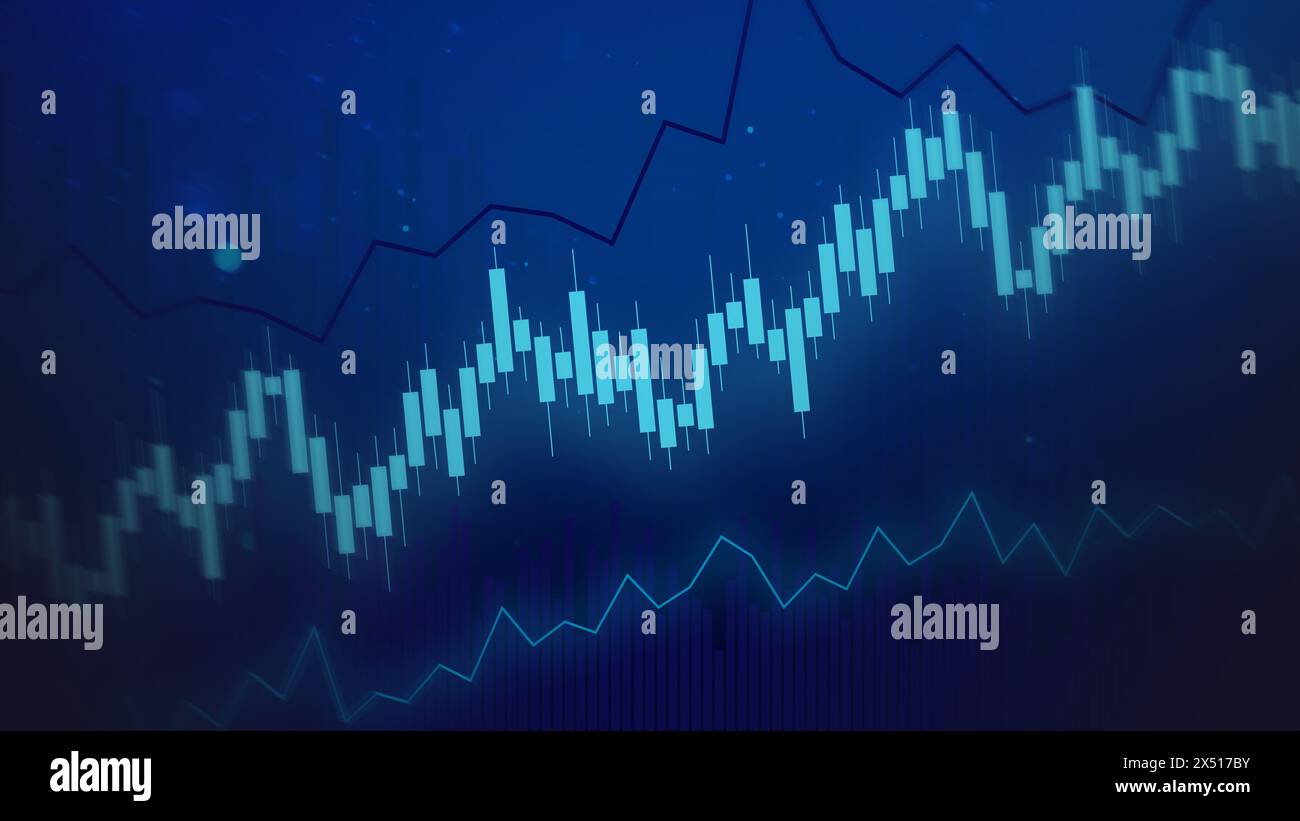 Abstract Blue Financial Market Graph Background Stock Photo - Alamy