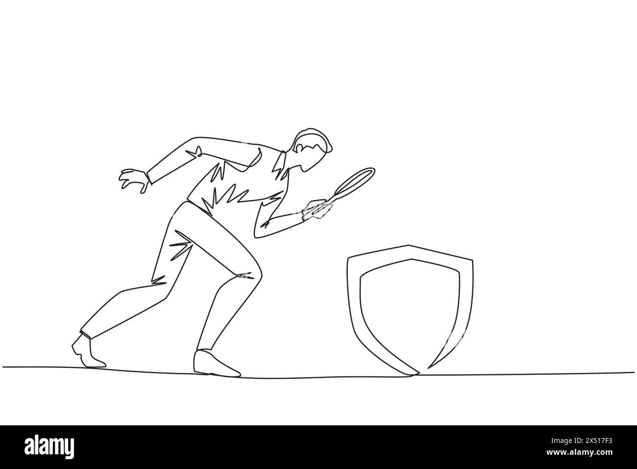 Continuous one line drawing of businessman holds magnifying glass ...