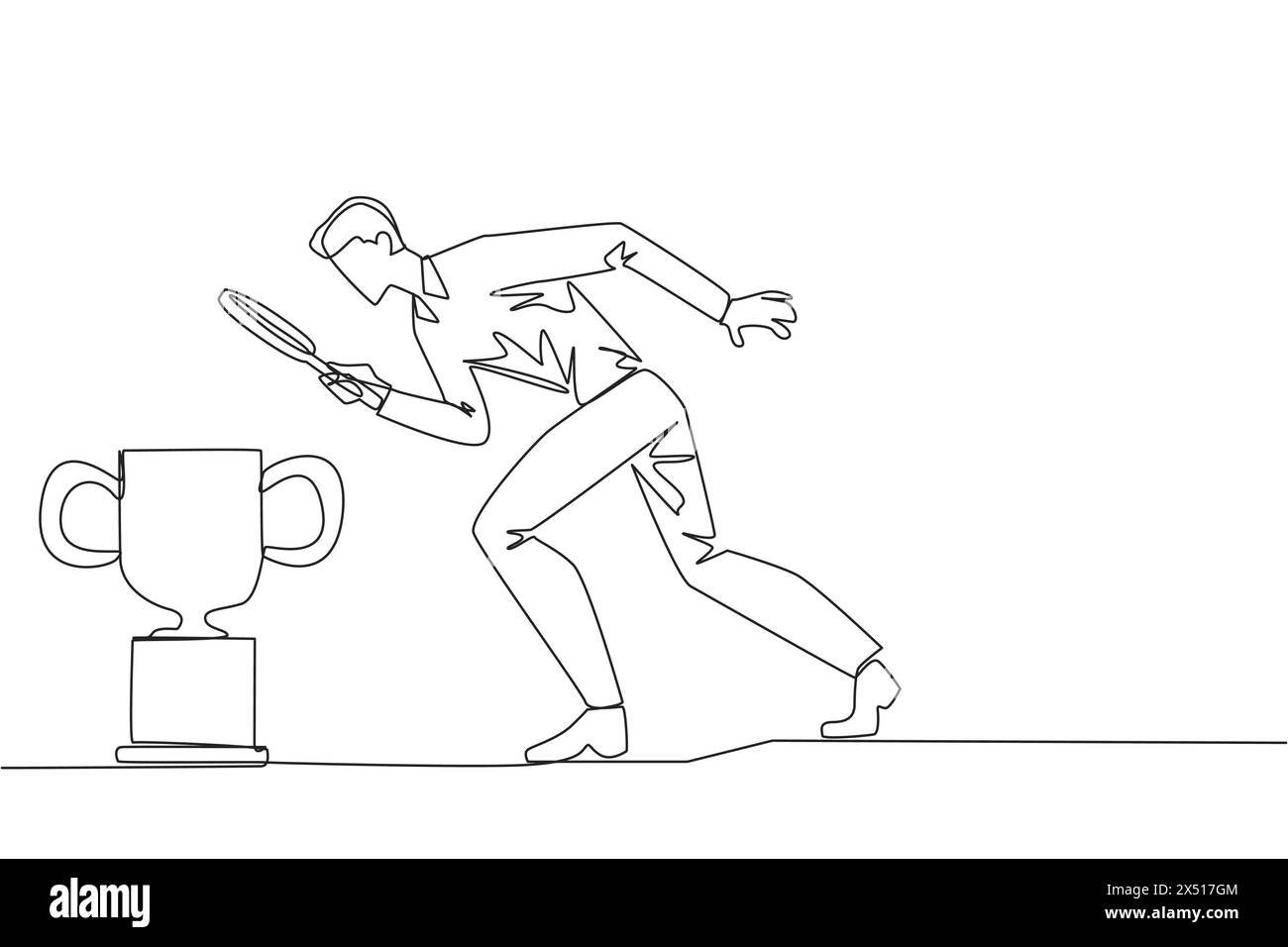 Continuous one line drawing businessman holding magnifying glass ...